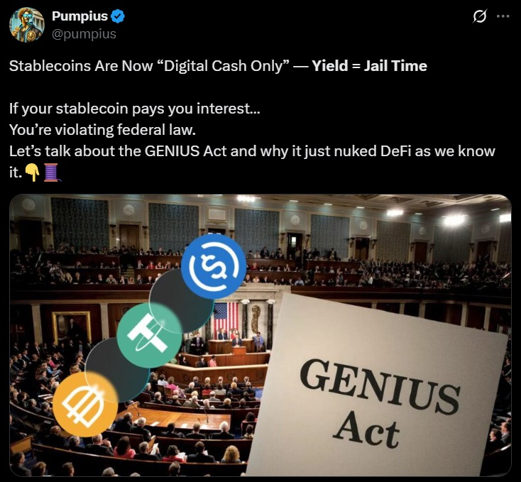GENIUS Act To Outlaw Yield-Bearing Stablecoins