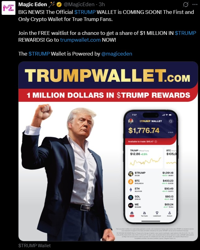 Magic Eden’s TRUMP Wallet Is Cooked, Trump Organization Denies ...